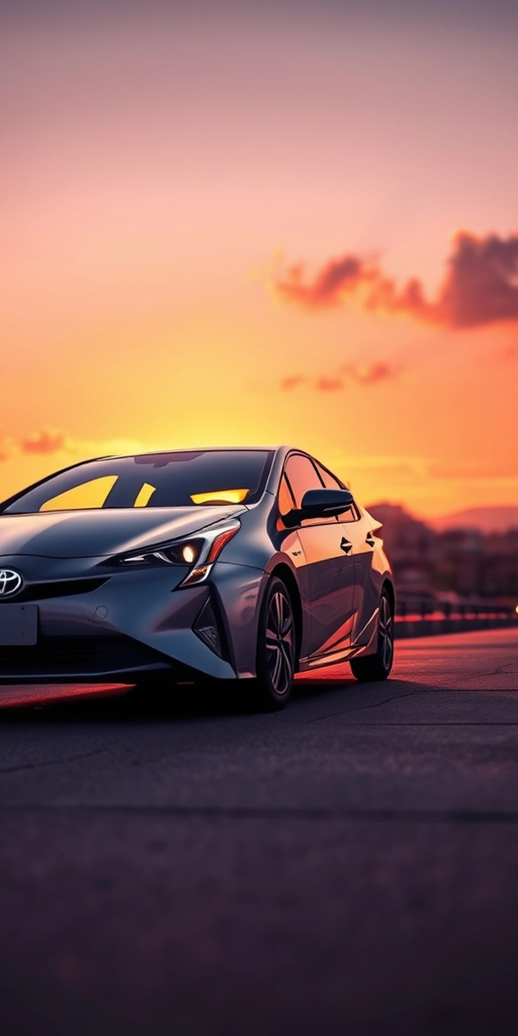 Toyota Prius City Sunrise — Free iPhone Wallpaper (4K/HD) | 2025