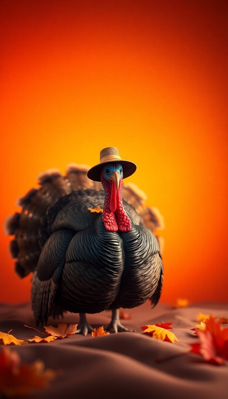 Turkey With A Thanksgiving Hat On With A Fall — Free iPhone Wallpaper ...