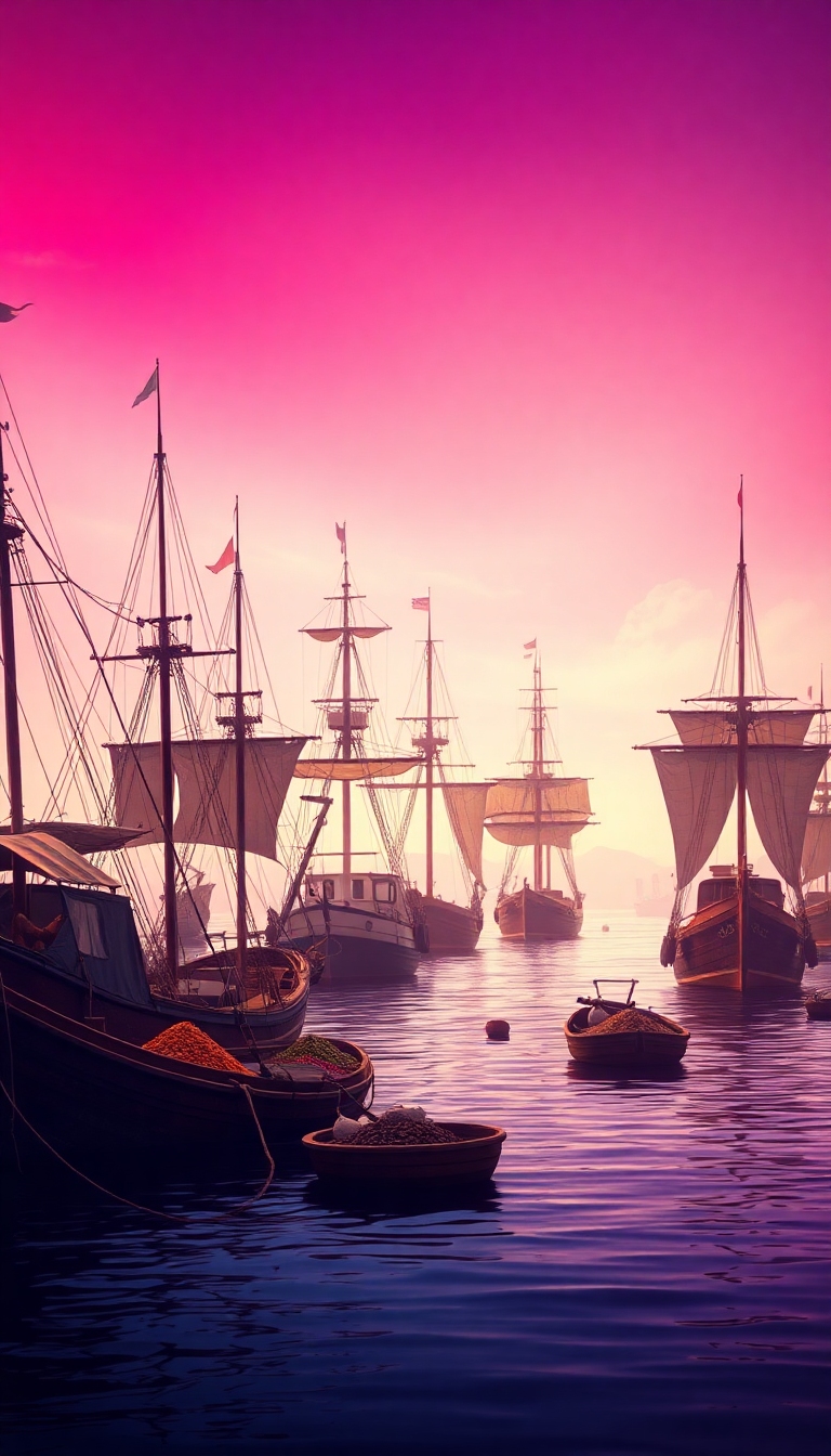 VOC Trade, Ships In The Harbour And Spices On The Dock — Free iPhone ...