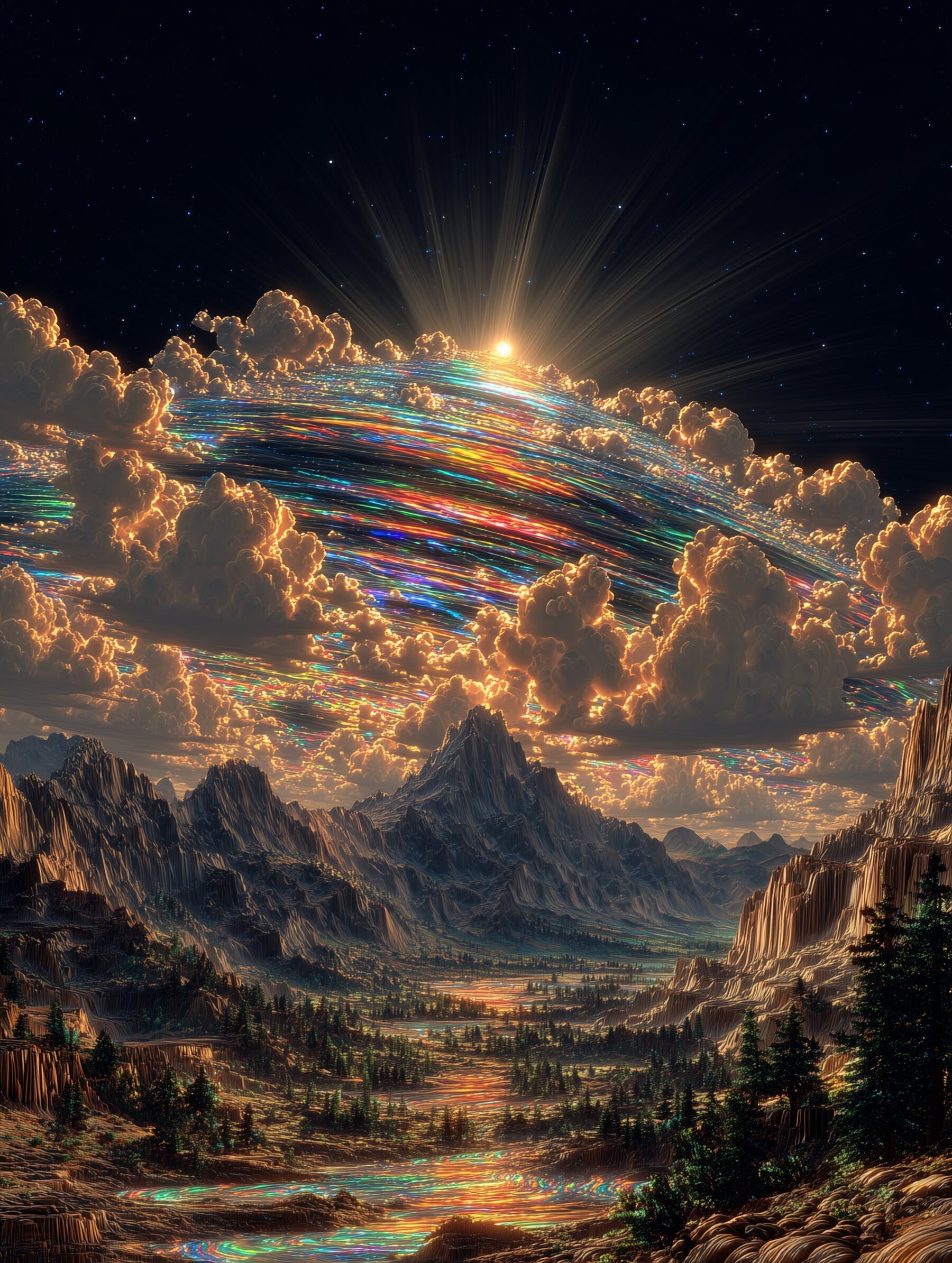 Iridescent Artwork Cloudscapes Mountains Landscapes 8K Best Unique ...