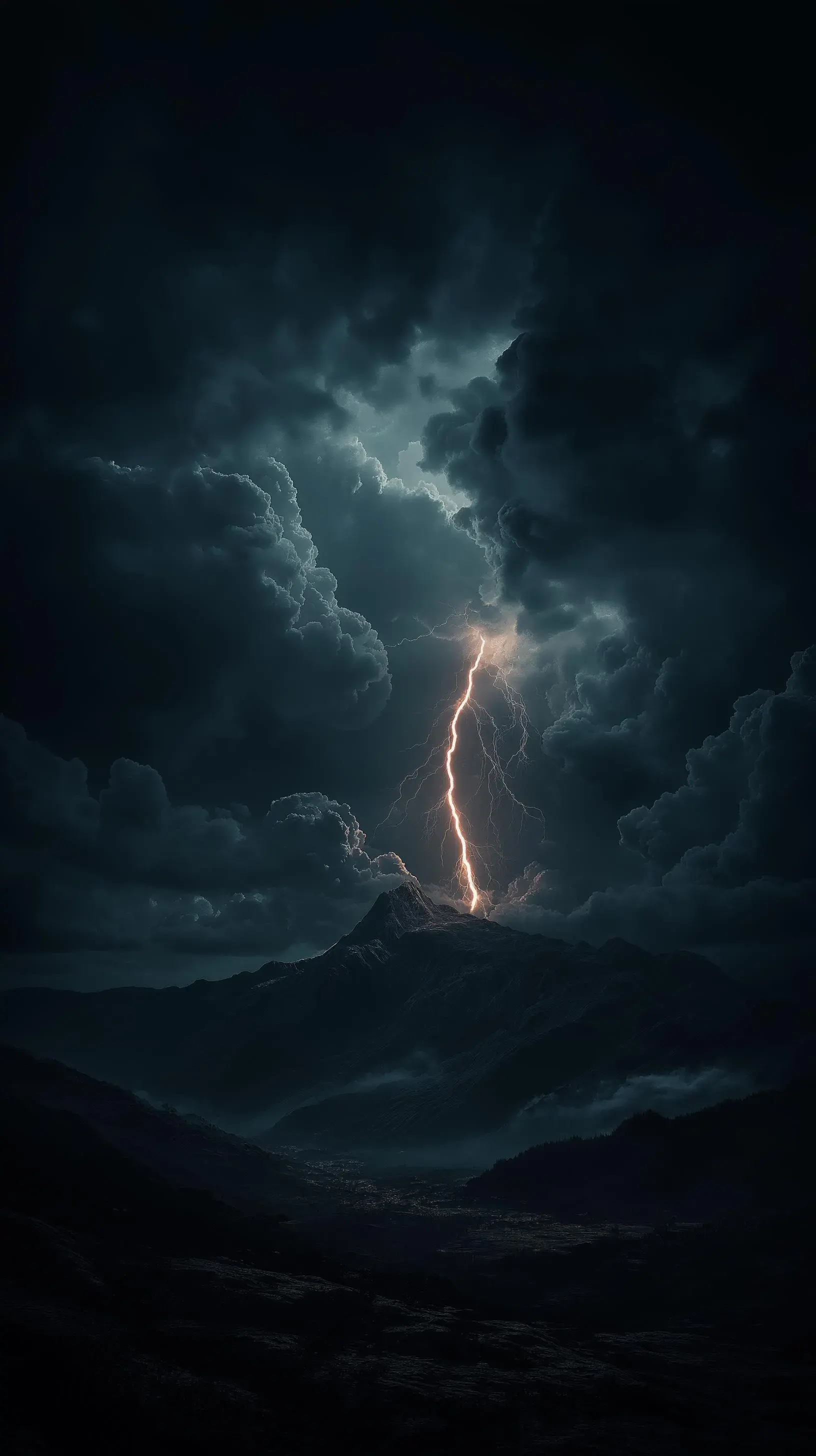 Lightning Strike On A Volcano Dark Mode Best Top Wallpapers For iPhone ...