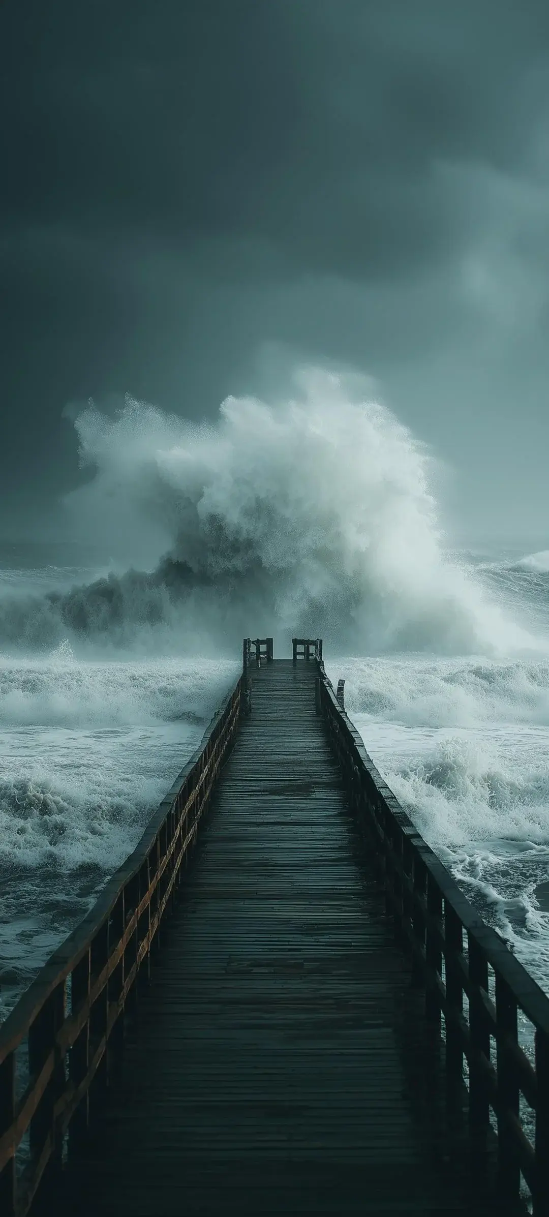 Nature And Landscape Dark Crashing Waves At The Pier Best iPhone ...