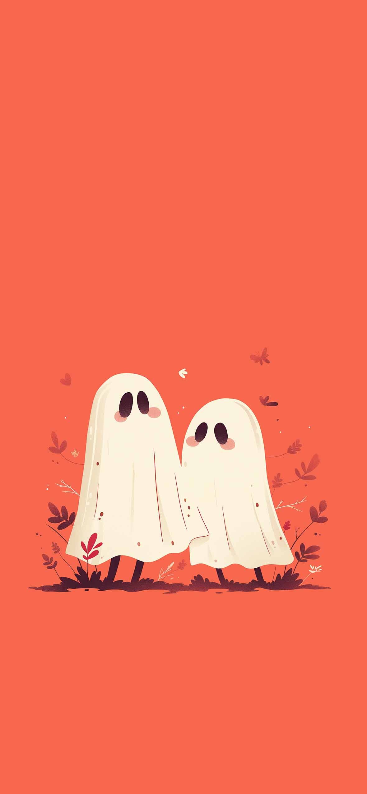 Retro Ghosts Halloween Cartoon Wallpaper Best Halloween Fall Seasonal Autumn 2025 Wallpapers For ...