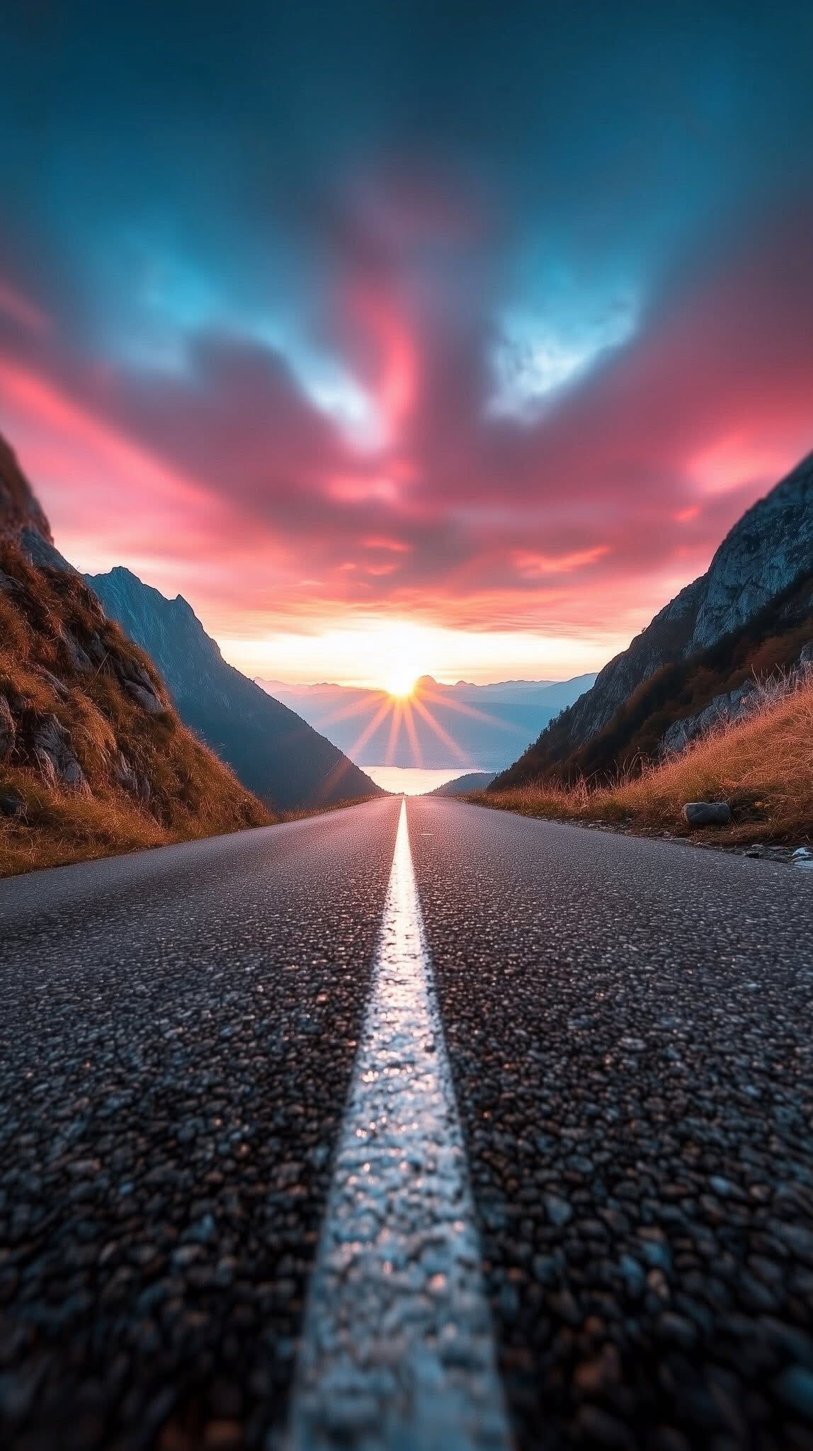 Roadway Speedway Mountains Sunset Best Depth Effect 3D Wallpapers And Backgrounds For Apple iOS ...