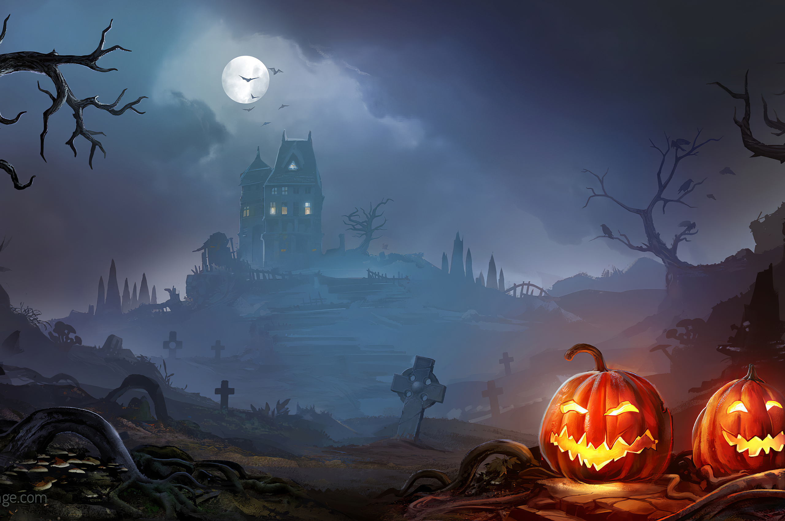 Horror Pumpkins Halloween 4K — Free Mac or PC Wallpaper (4K/HD) | 2025