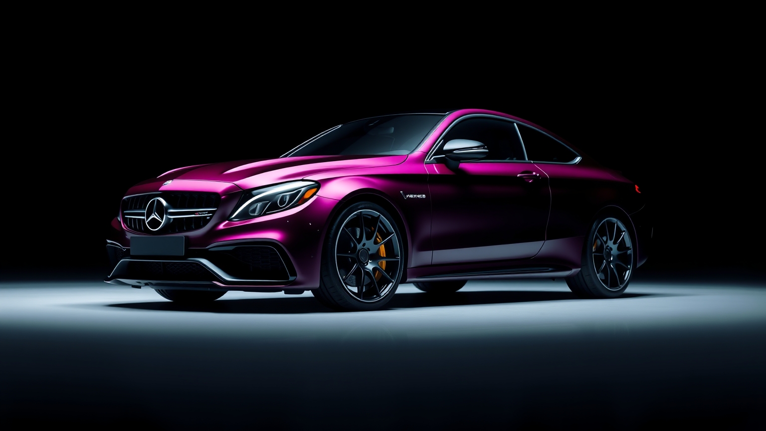 An AMG Benz C63 In Dark From One Side Focus On Car — Free Mac or PC ...