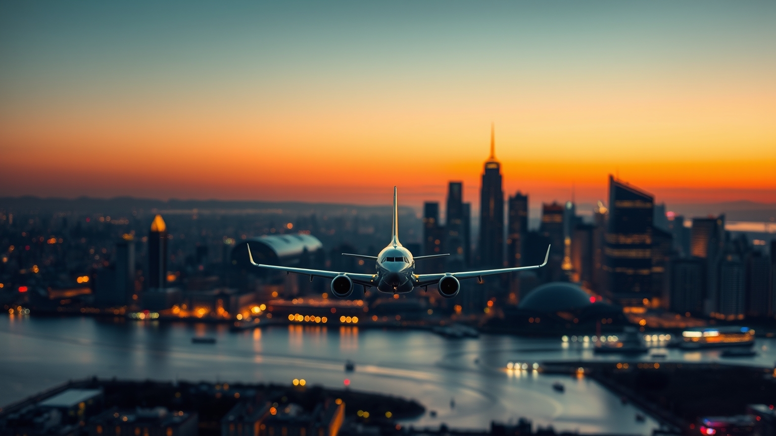 Create A With A Plane In The And A Cityscape For — Free Mac or PC ...