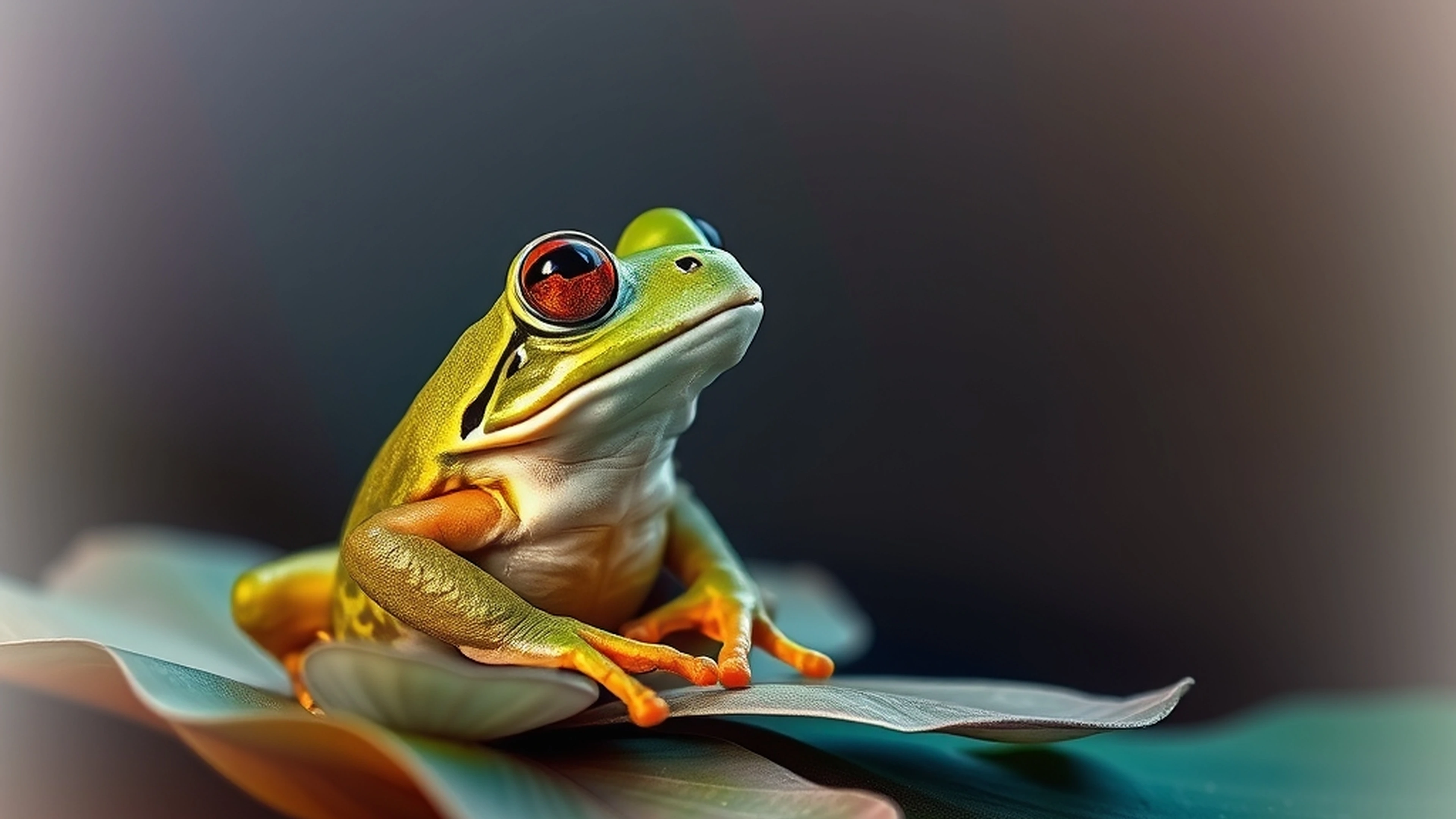Frog Stargazing On Lily, Wondering In His Thoughts — Free Mac or PC ...