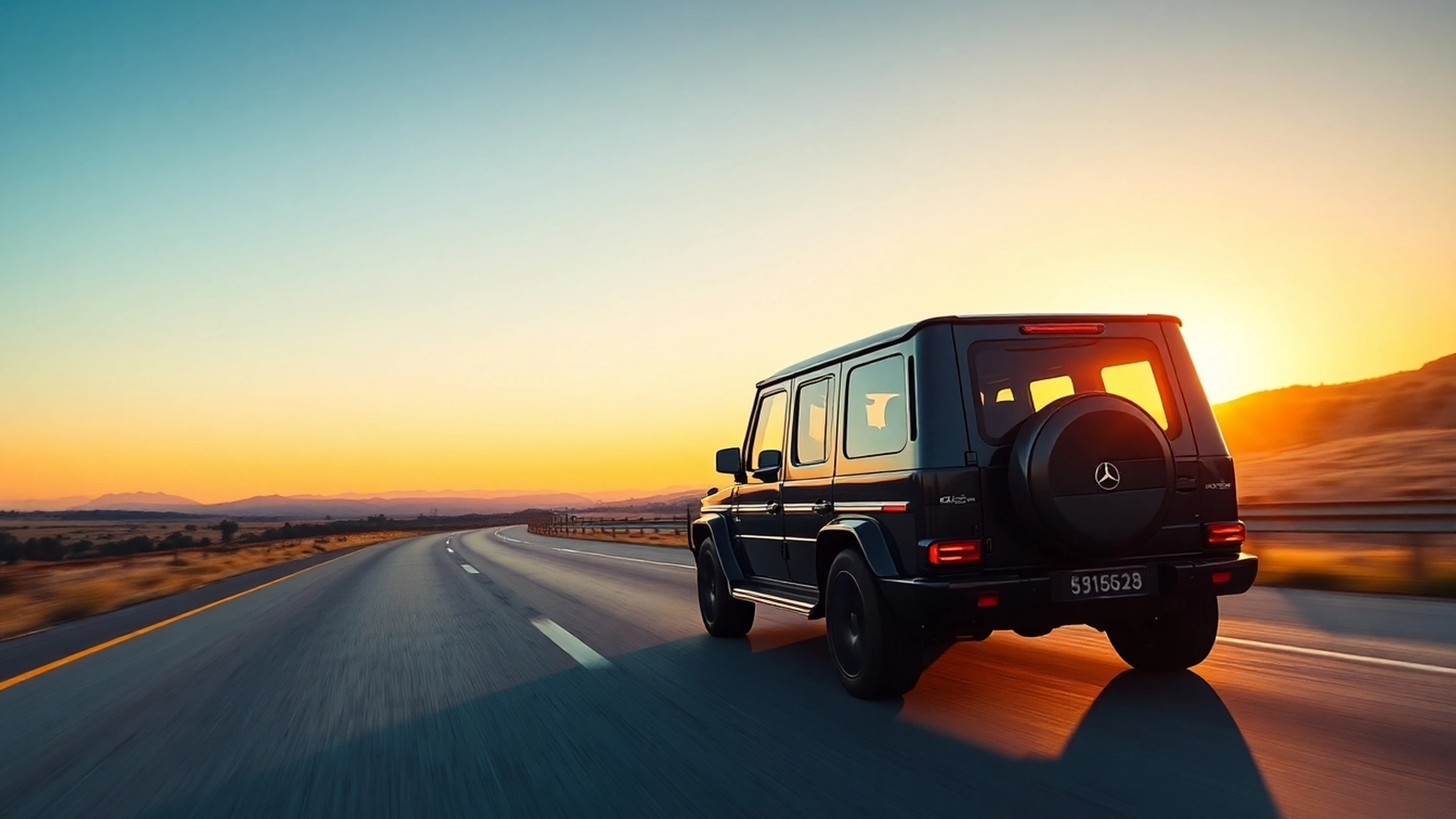 Mercedes Wagon Car Ultra Fast Driving Freeway Sunset — Free Mac or PC ...