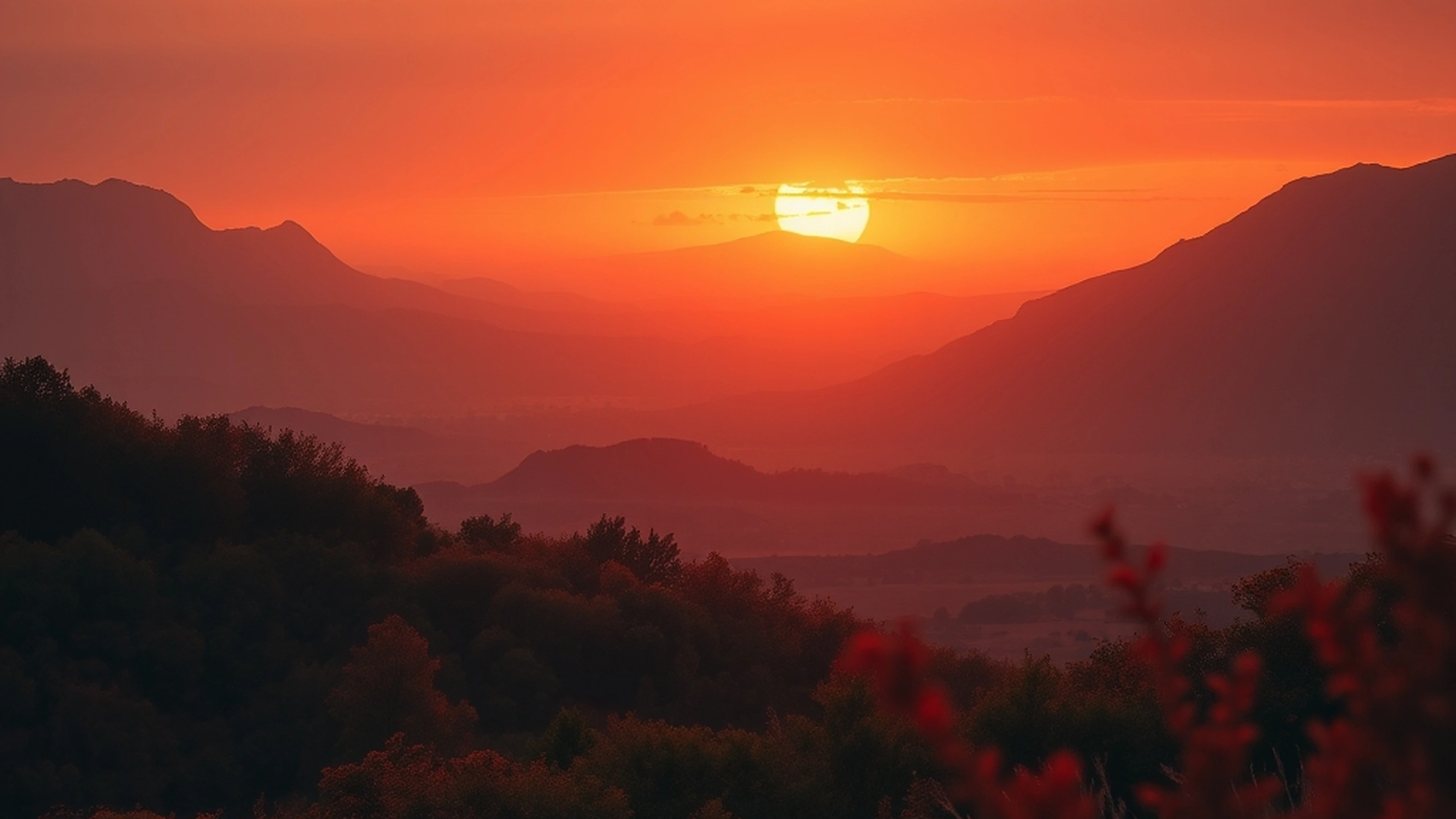 Dark Orange Nuance Of Nature Sunset Mountains Landscape — Free Mac or ...