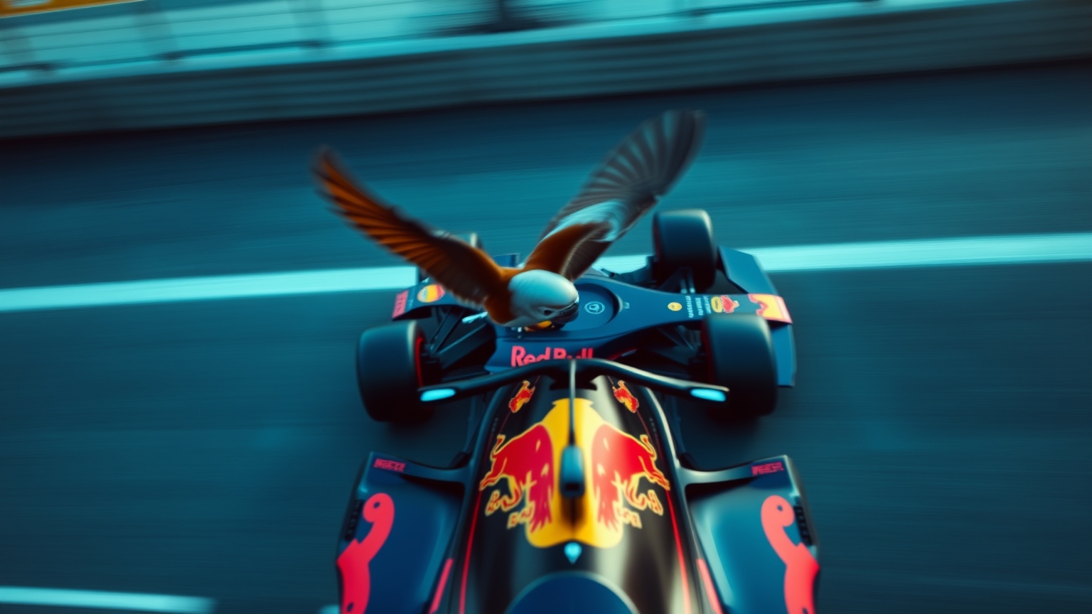 Slightly Angled, Birds-eye View Of Redbull F1 Driving — Free Mac or PC ...