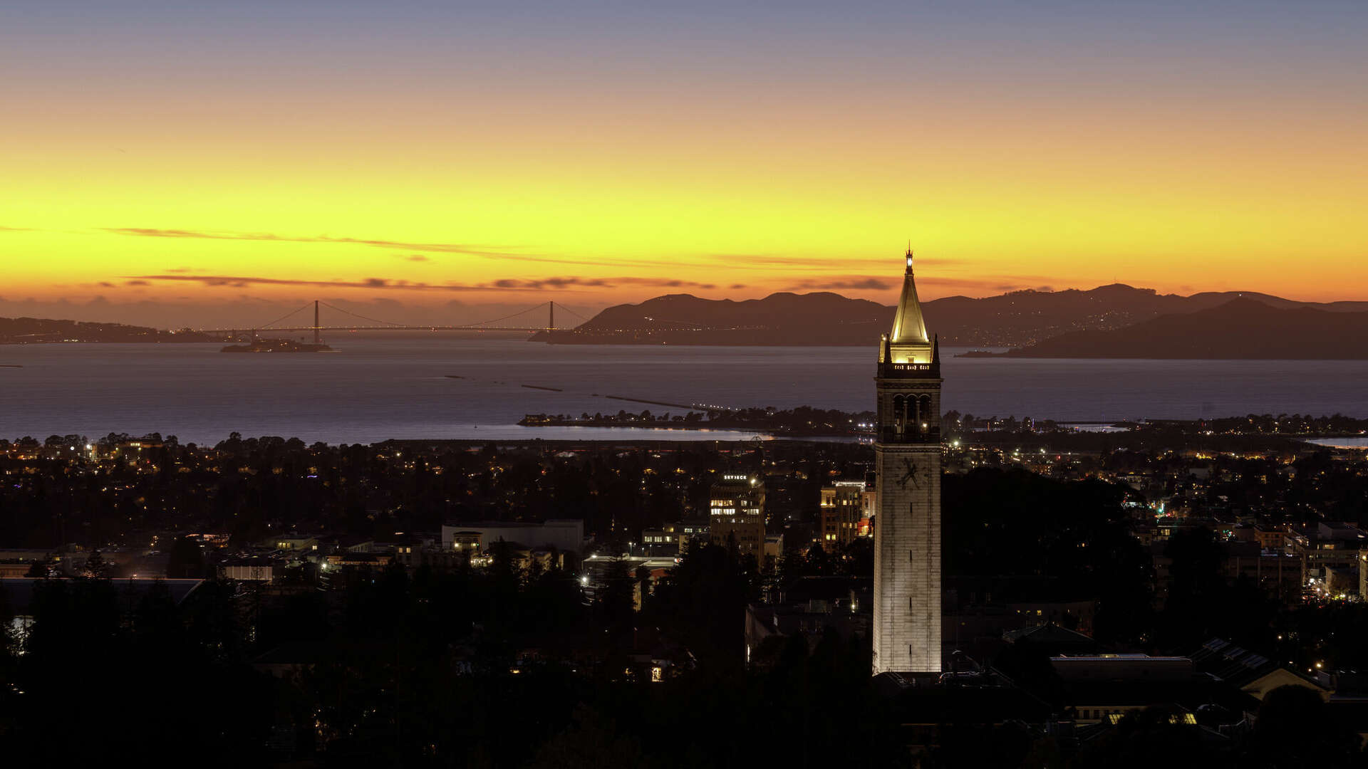 Sather Tower Orange Sunrise In Berkeley San Francisco California State ...